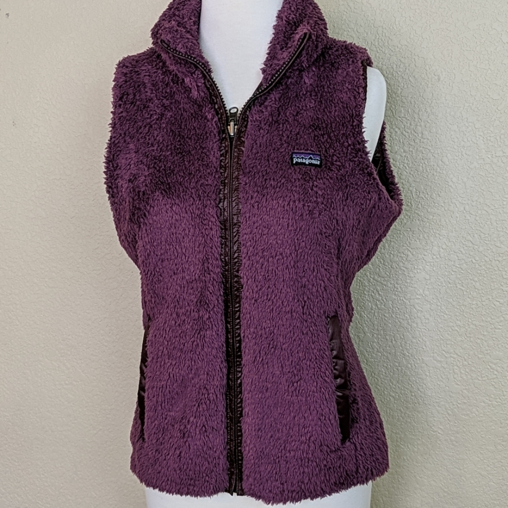Patagonia Reversible Furry Zip Front Purple Vest M - Gem